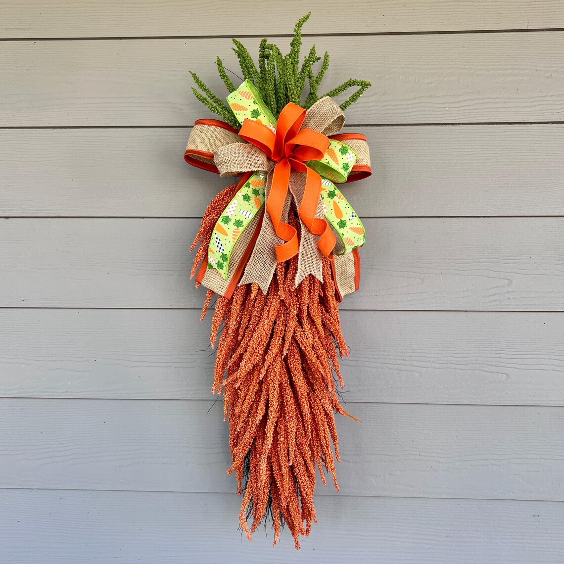 Carrot Grapevine Door Hanger for Front Door, Easter Porch Decor, Spring ...