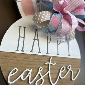 Happy Easter Wooden Door Hanger for Front Porch, Wooden Bunny Door ...