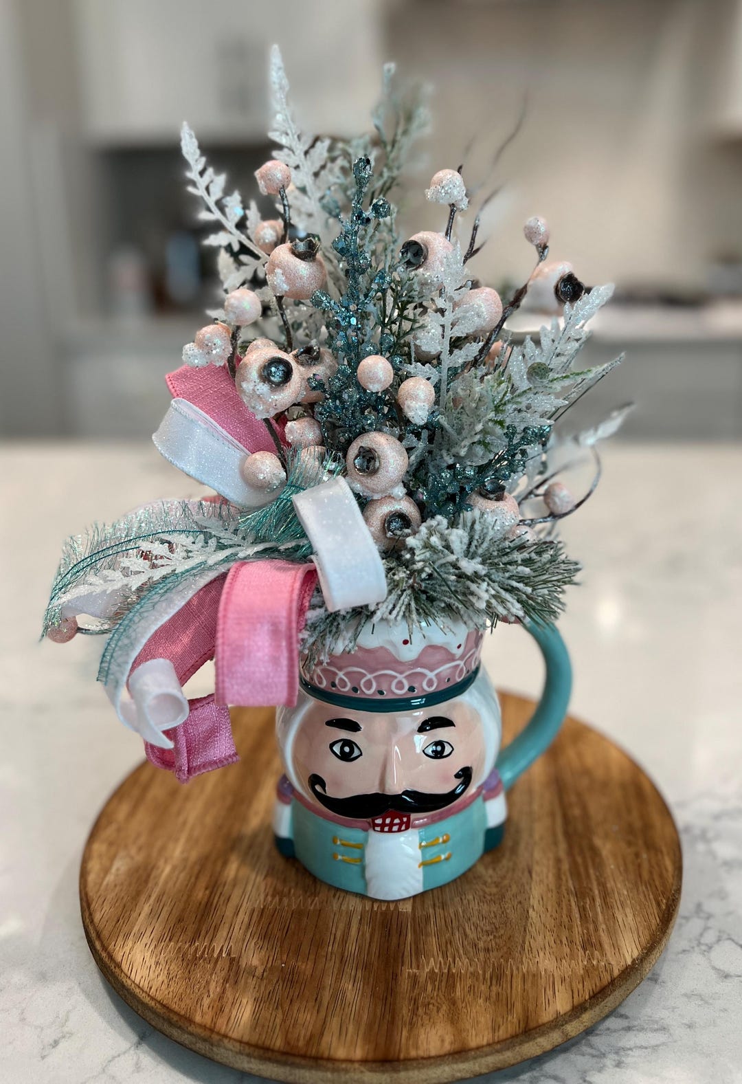 Whimsical Nutcracker Coffee Mug Arrangement, Christmas Kitchen Decor, Holiday Arrangement for ...