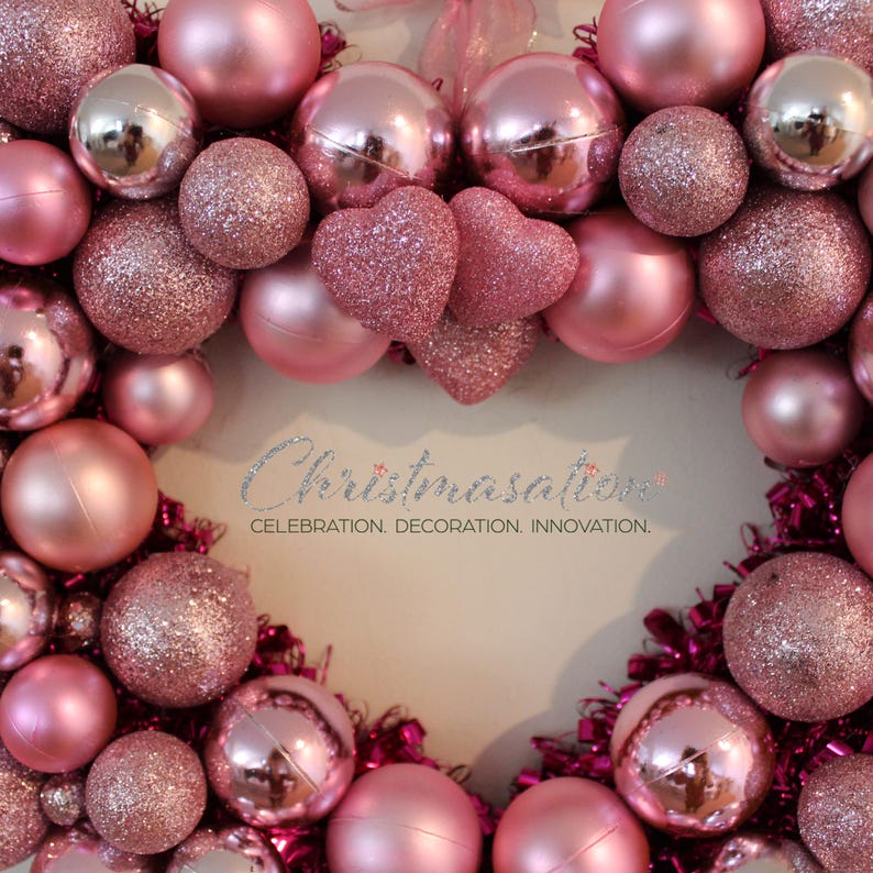 Pink Bauble Heart Wreath: Valentine's Day Decor, Nursery Decoration - Etsy