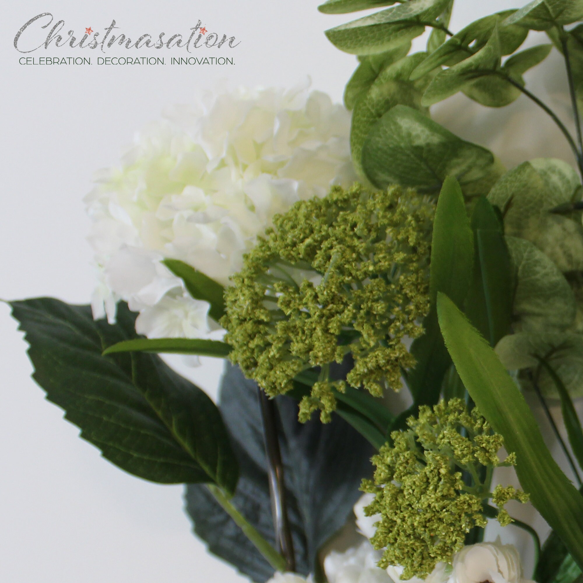 Hanging Hydrangea Floral Wall Art: Wood Vase, Eucalyptus & Queen Anne's ...