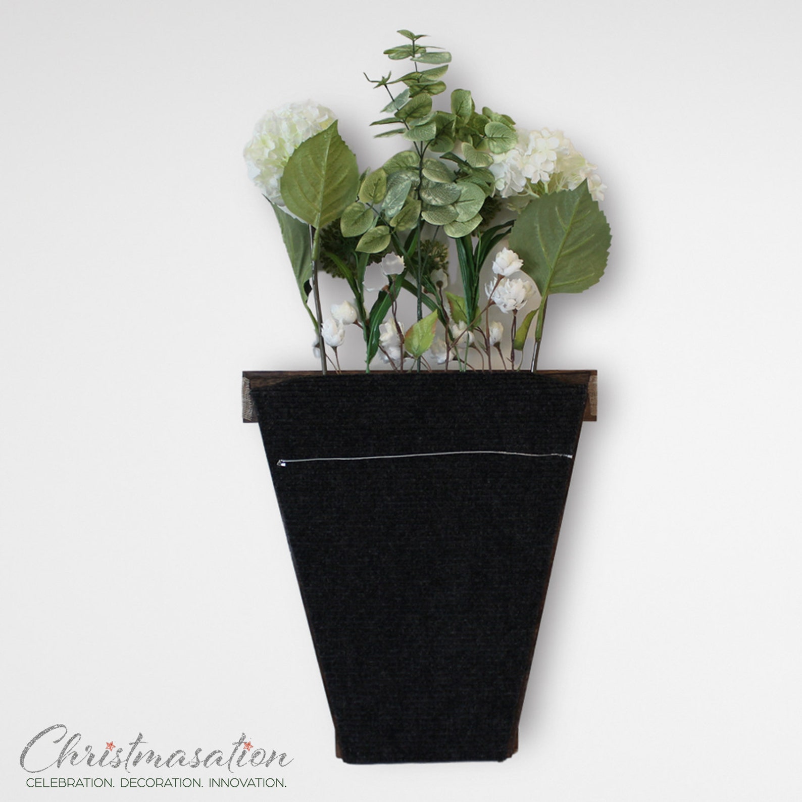 Hanging Hydrangea Floral Wall Art: Wood Vase, Eucalyptus & Queen Anne's ...