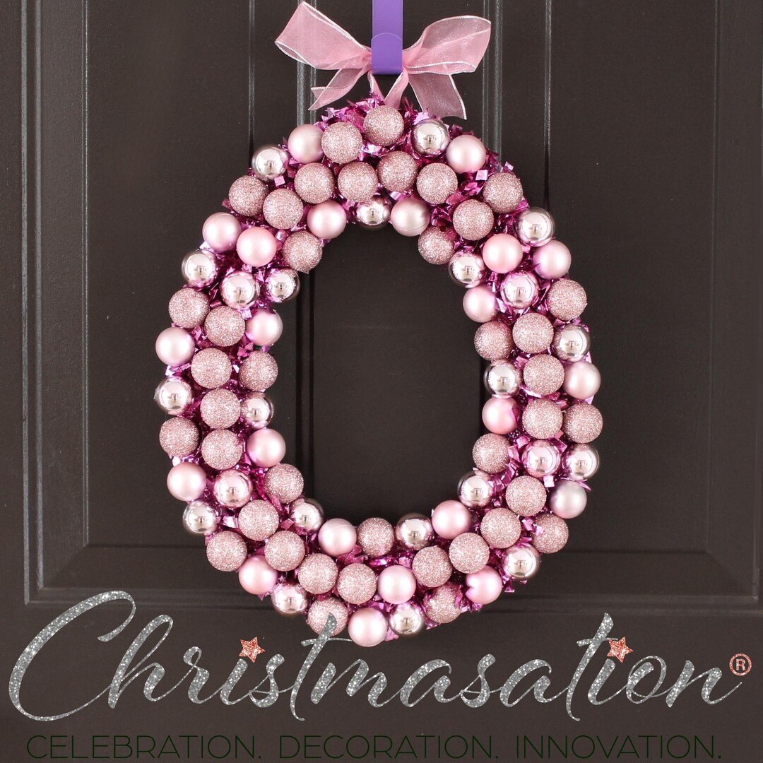 Pink Easter Egg Wreath: Shatterproof Baubles, Chiffon Bow - Etsy