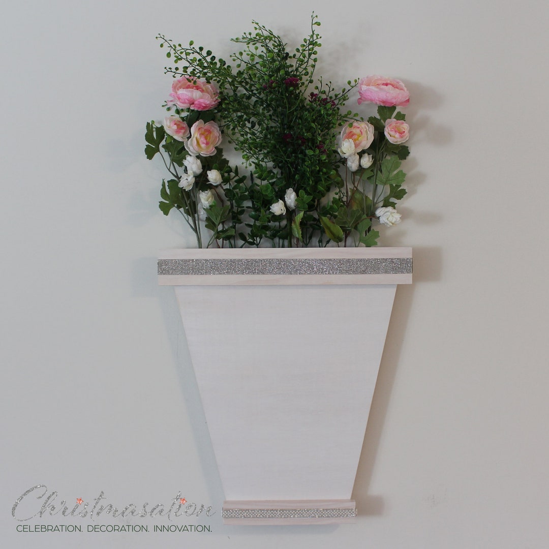 Pink Buttercup Floral Wall Art: Wood Vase Arrangement, Hanging Wall ...