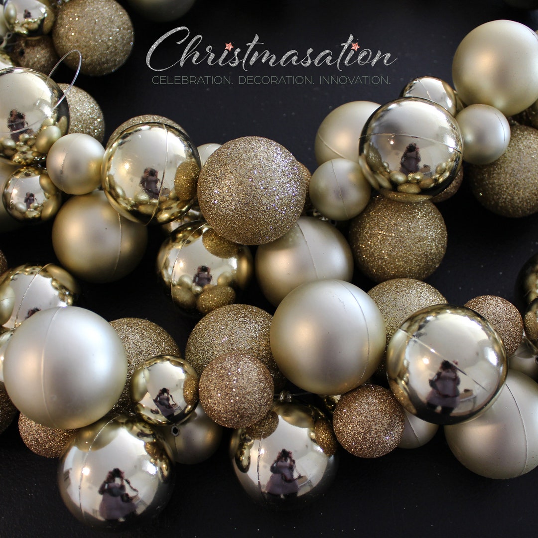 Gold Bauble Garland: Shatterproof Ornament Party Decoration - Etsy