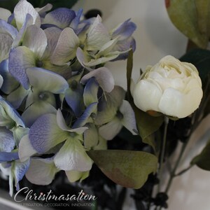 Indigo Green Hydrangea Cream Peony Baby's Breath Eucalyptus Floral ...