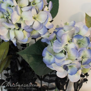 Indigo Green Hydrangea Cream Peony Baby's Breath Eucalyptus Floral ...