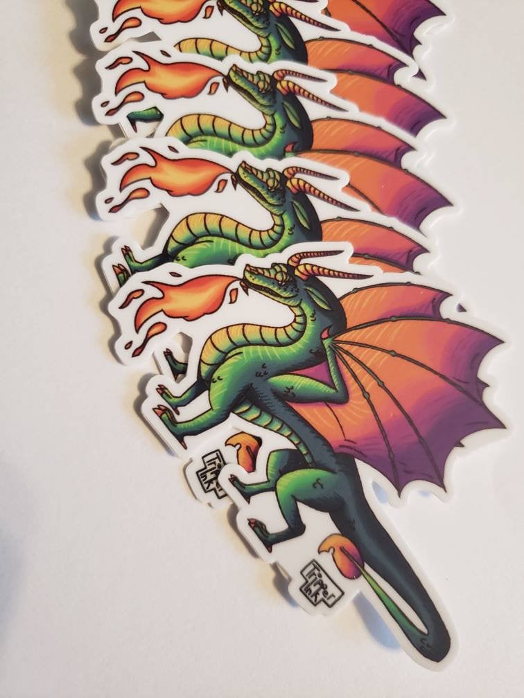Emerald Dragon vinyl sticker | Crooked Stickers