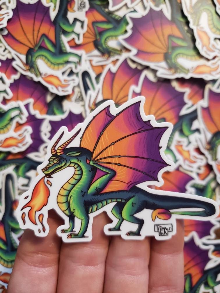Emerald Dragon vinyl sticker — Crooked Stickers