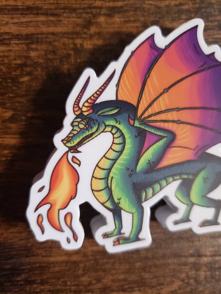 Emerald Dragon vinyl sticker | Crooked Stickers