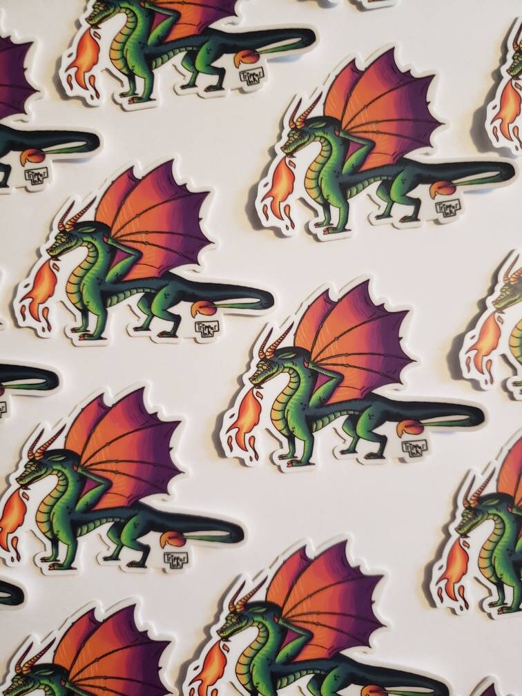Emerald Dragon vinyl sticker | Crooked Stickers