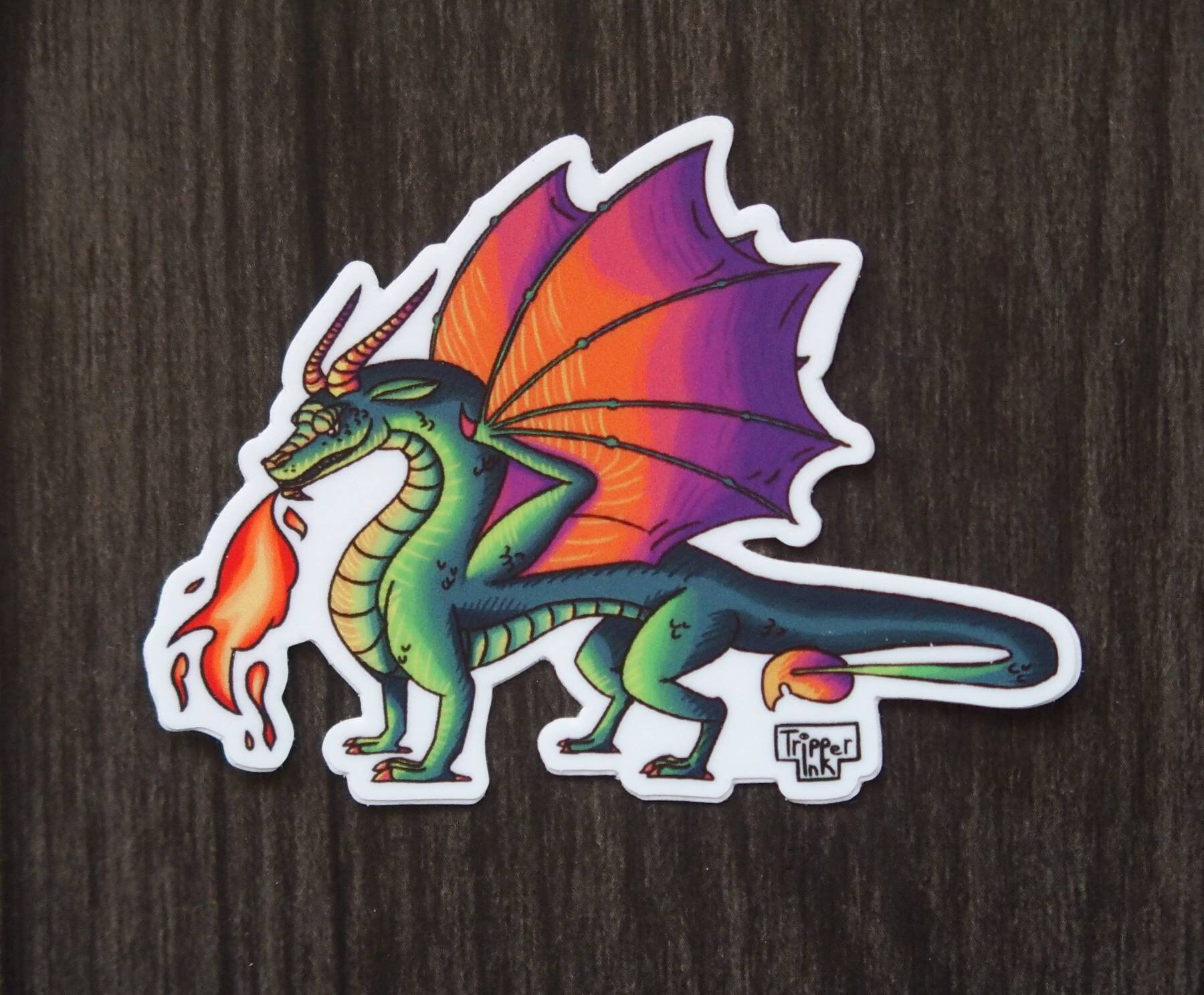 Emerald Dragon vinyl sticker — Crooked Stickers
