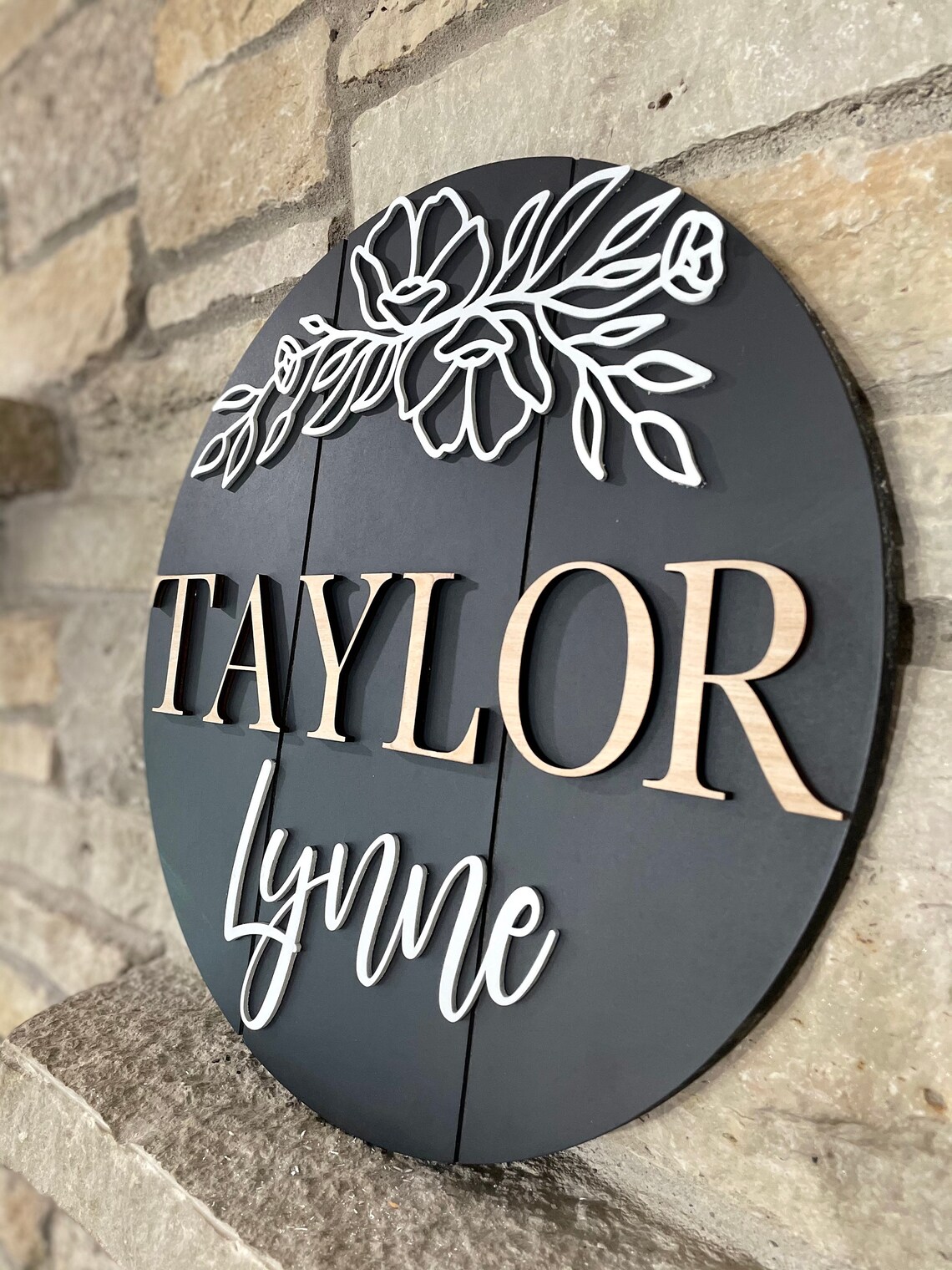 Black Shiplap Sign Hanging Wall Decor Floral Sign 3D Signs - Etsy