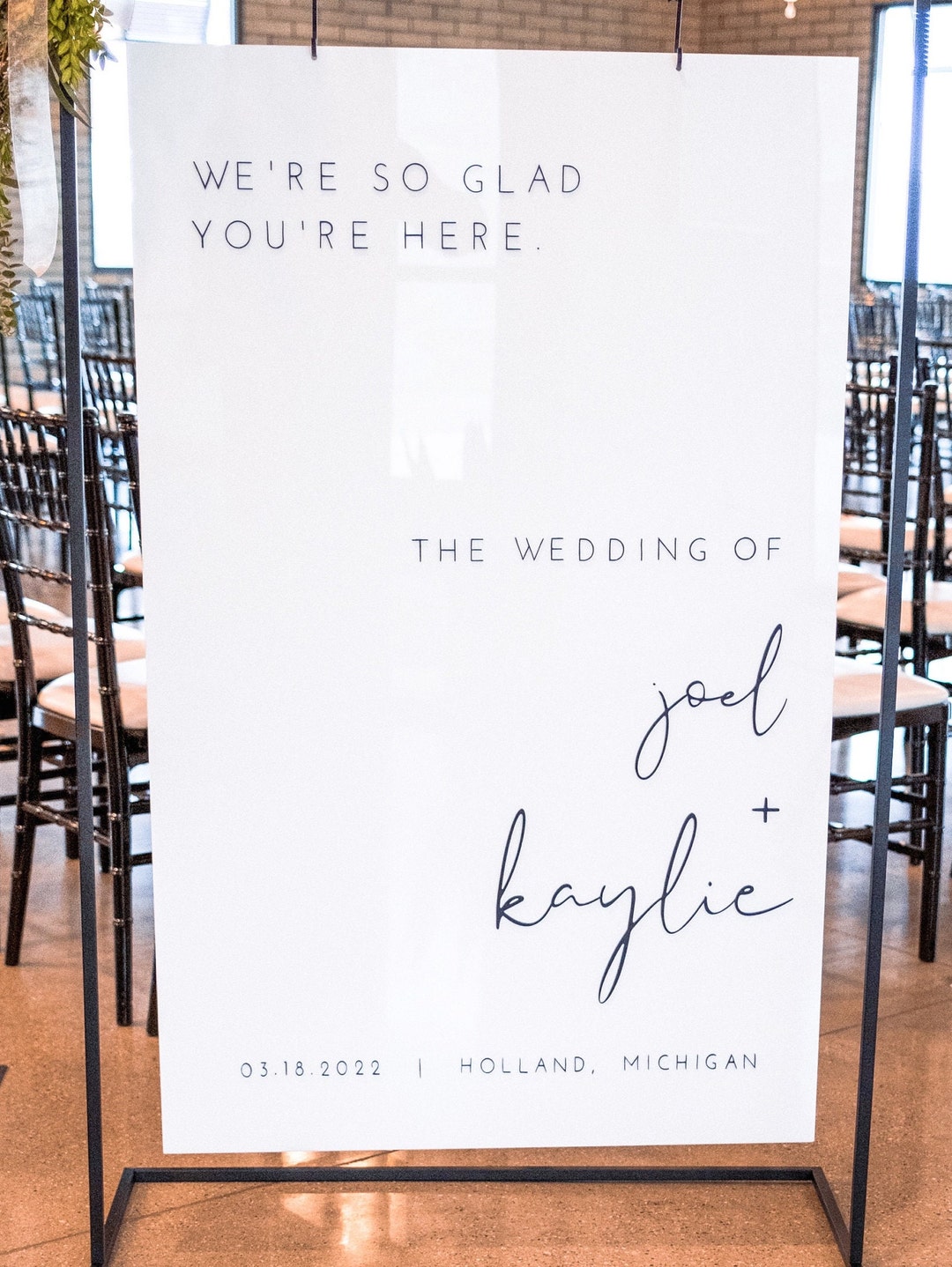 Cursive Lettering, White Acrylic Wedding Sign, Cursive Names, Luxury ...