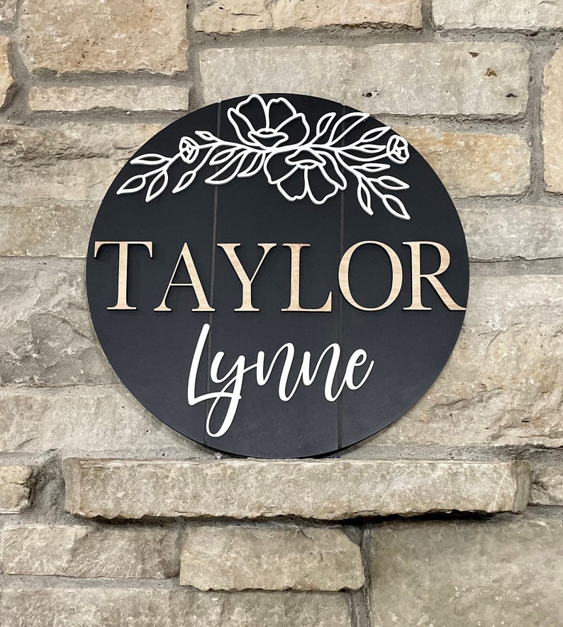 Black Shiplap Sign Hanging Wall Decor Floral Sign 3D Signs - Etsy