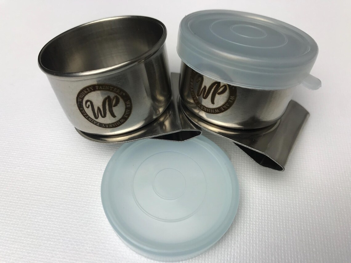 Handmade Stainless Steel Artist Palette Cup: Airtight Travel & Studio ...