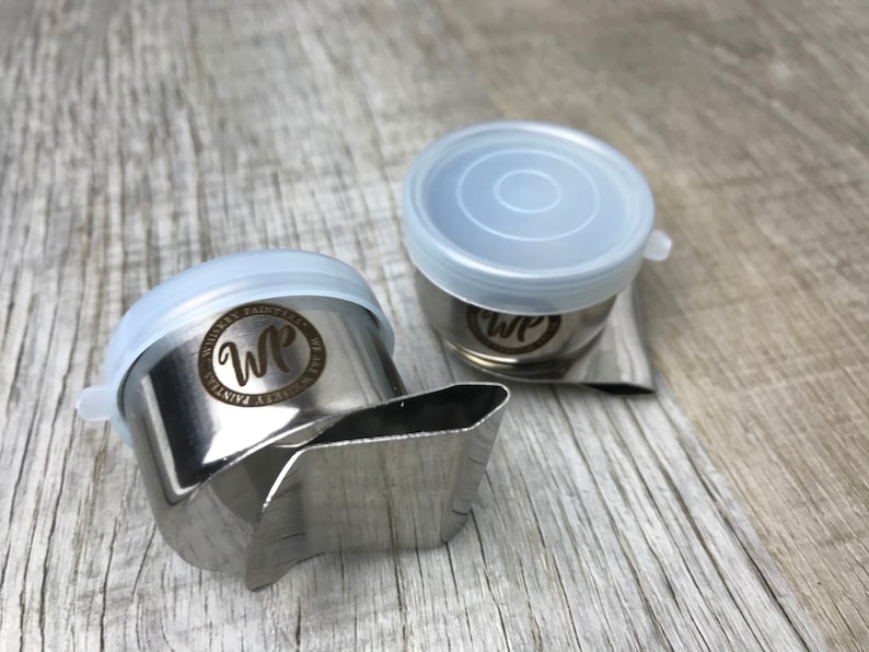 Handmade Stainless Steel Artist Palette Cup: Airtight Travel & Studio ...