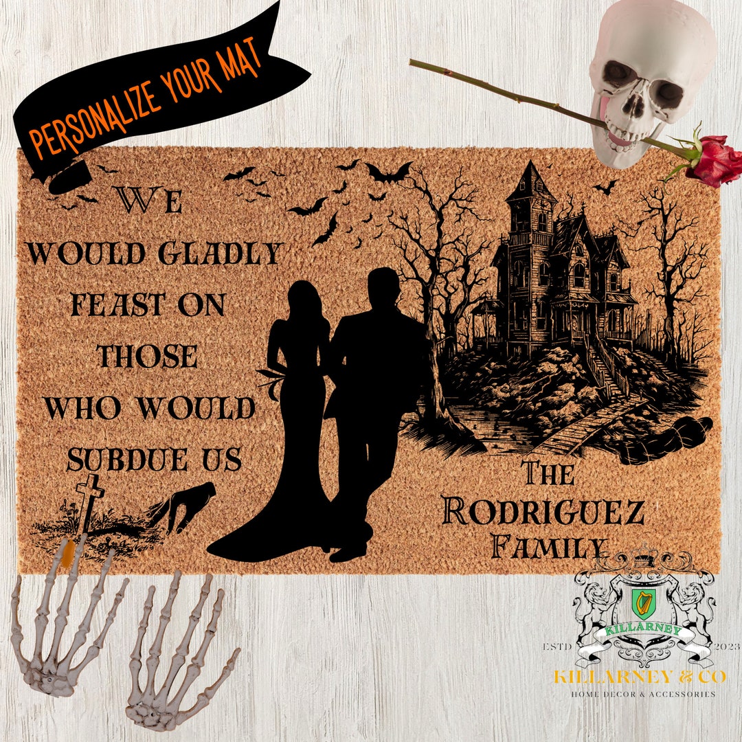 Personalized Addams Family Inspired Doormat, Gladly Feast Mat, , - Etsy
