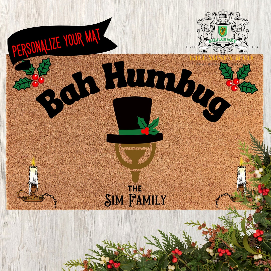Personalized Bah Humbug Christmas Doormat Funny Mat Holiday Mat ...