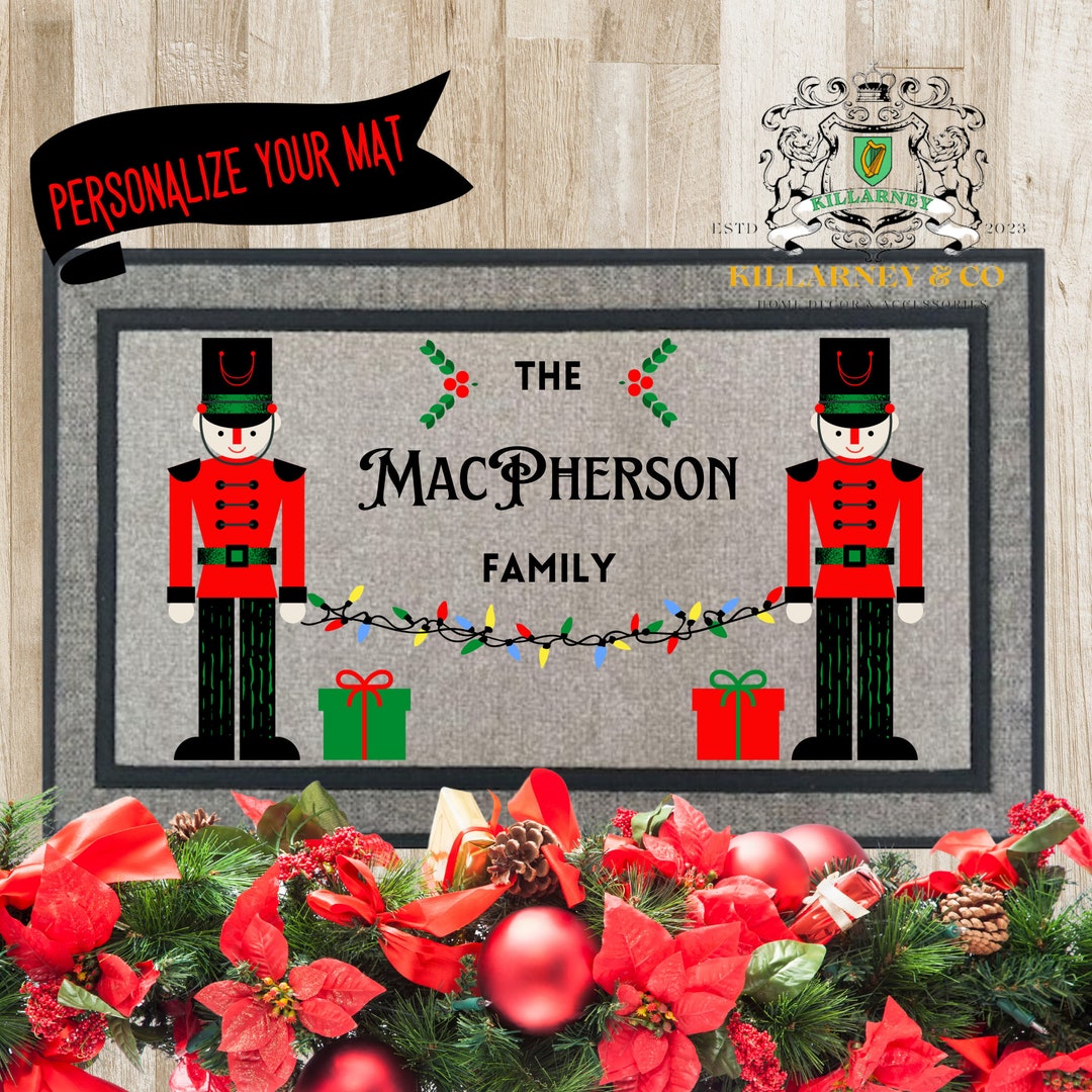 Personalized Nutcracker Christmas Doormat- Toy Soldier Holiday Mat ...