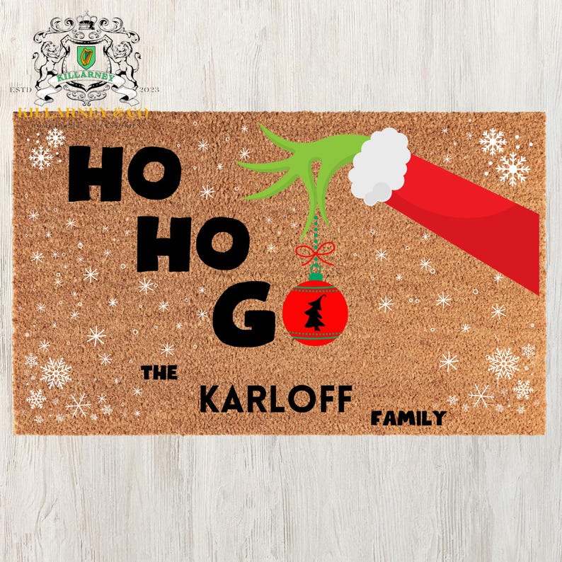 Personalized Grinch Inspired Christmas Doormat - Holiday Decor - Etsy