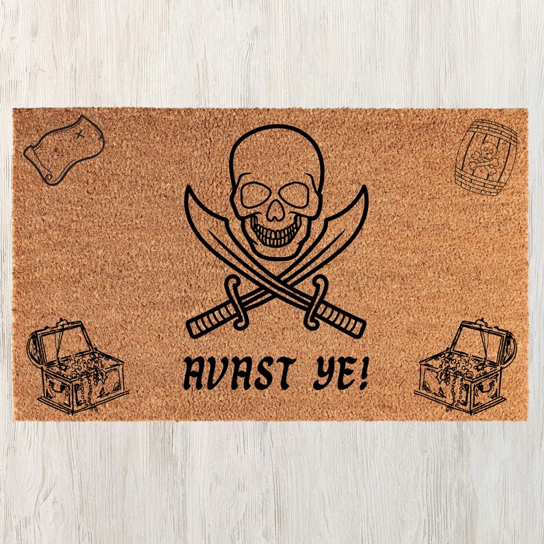Avast Ye Pirate Coir Doormat, Halloween Welcome Mat - Etsy