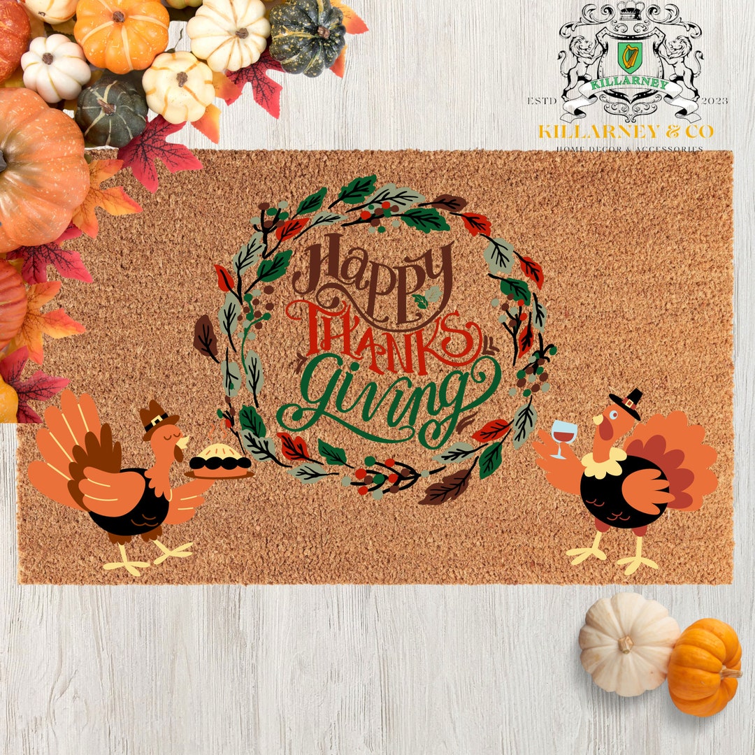 Happy Thanksgiving Turkey Doormat Fall Welcome Mat - Etsy