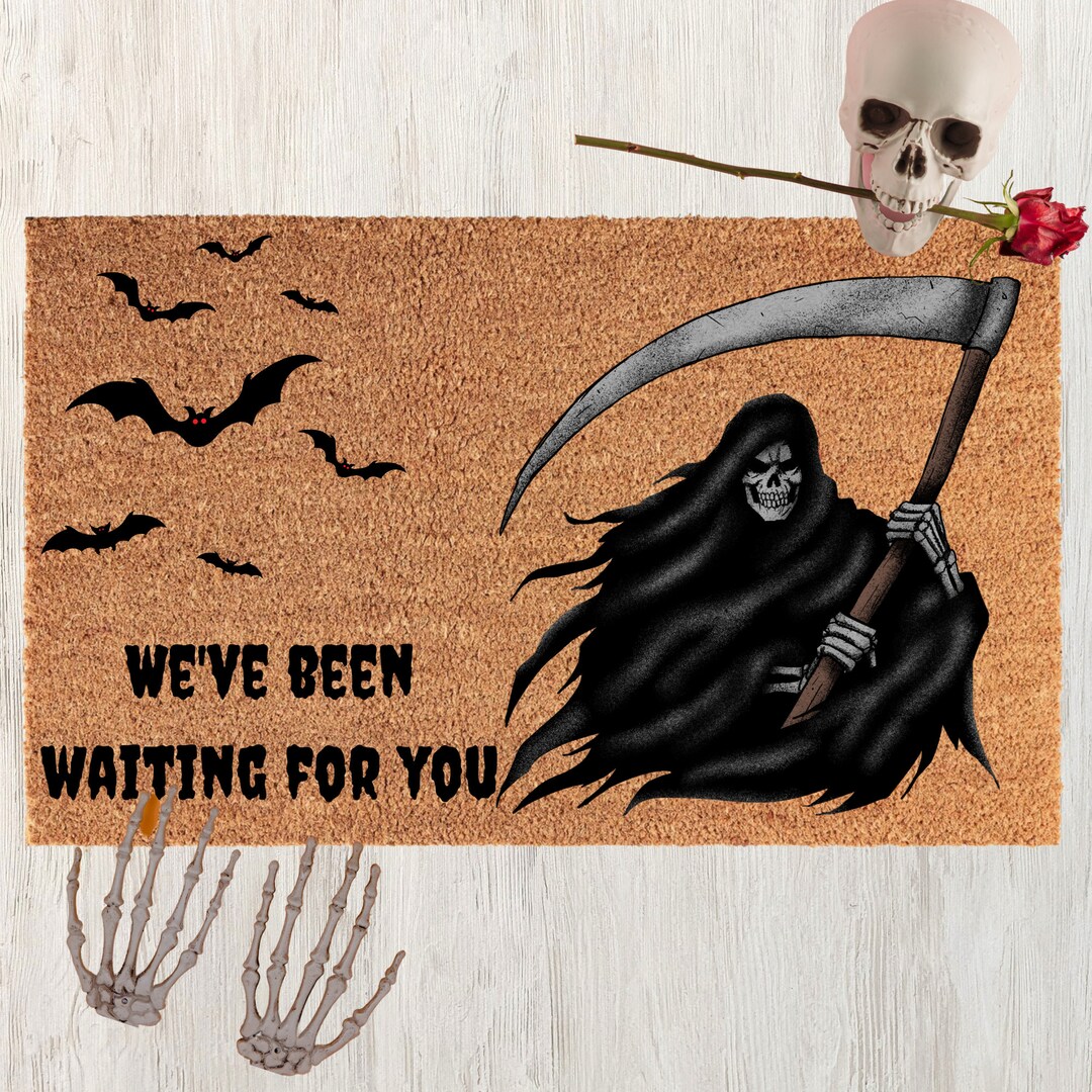 Grim Reaper We've Been Waiting for You Doormat, Halloween Doormat ...