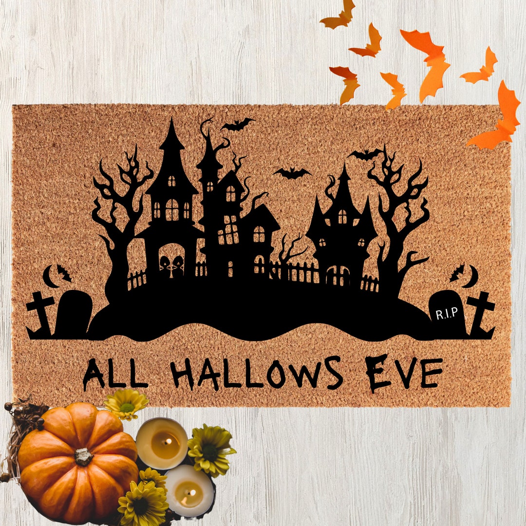 All Hallows Eve, Haunted House, Halloween Doormat, Halloween Door Mat ...