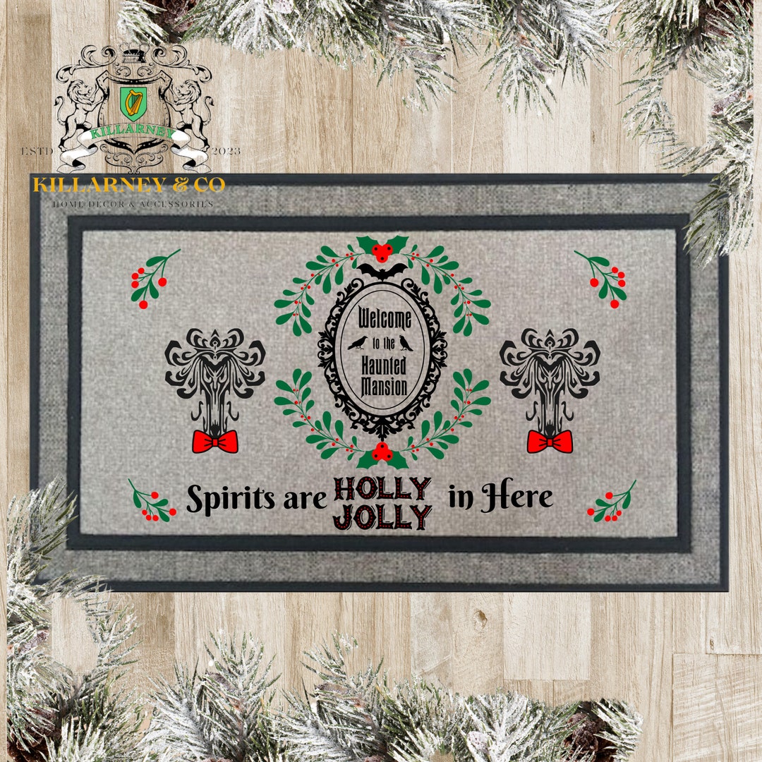 Christmas Welcome to Haunted Mansion Doormat- Holly Jolly- Hat Box ...