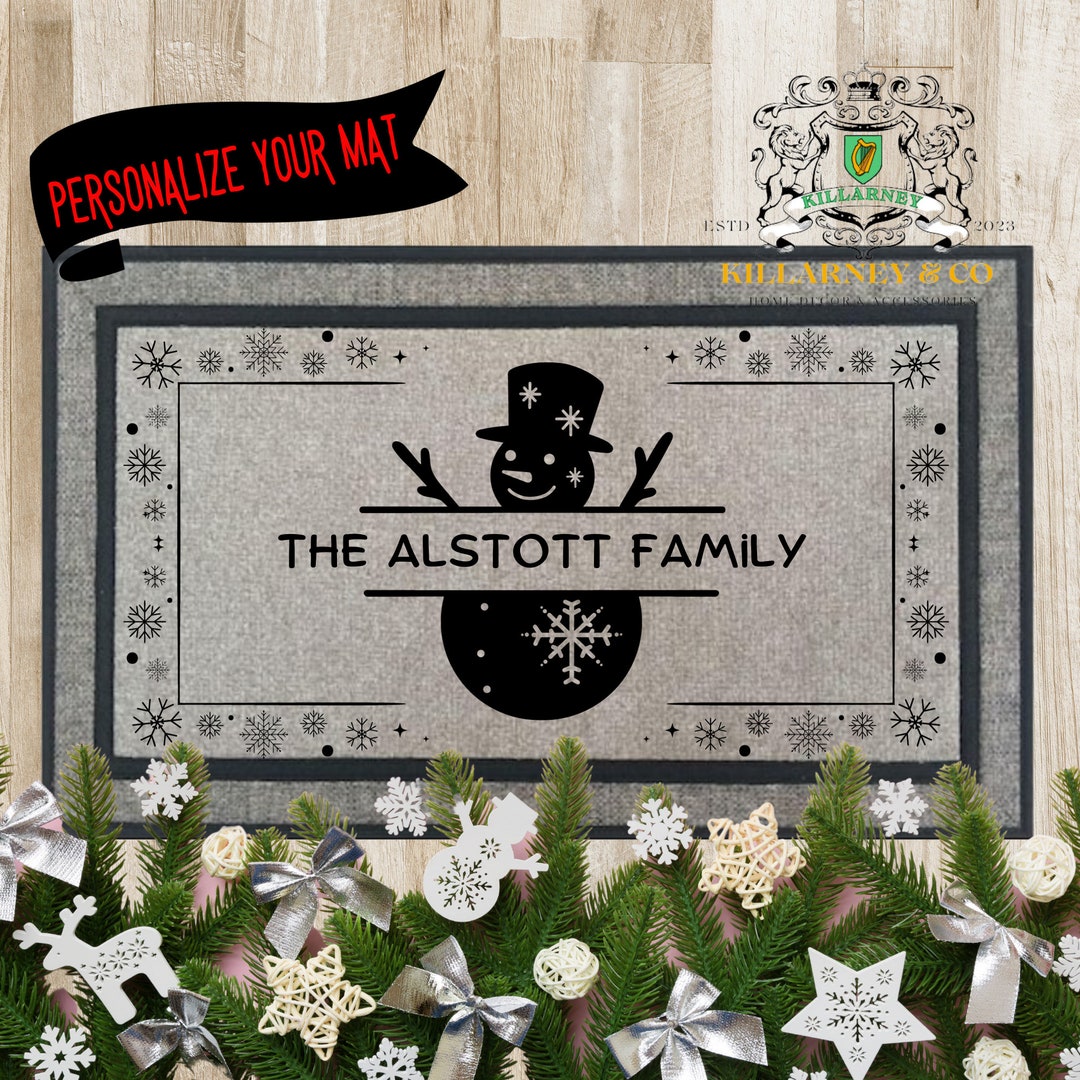 Personalized Snowman Doormat- Christmas Doormat- Holiday Mat- Christmas ...