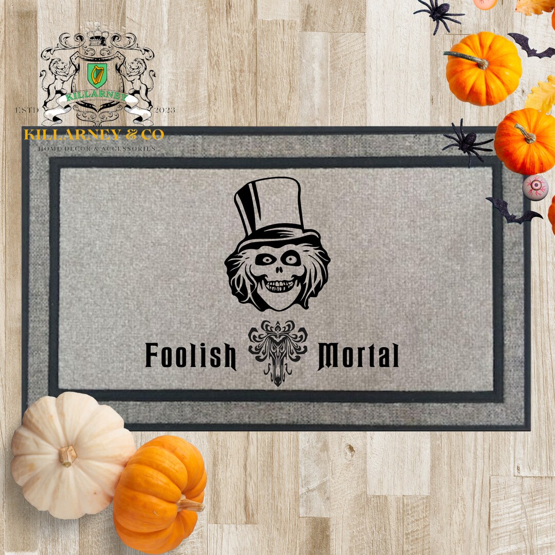 Hat Box Ghost Haunted Mansion Doormat Welcome Foolish - Etsy