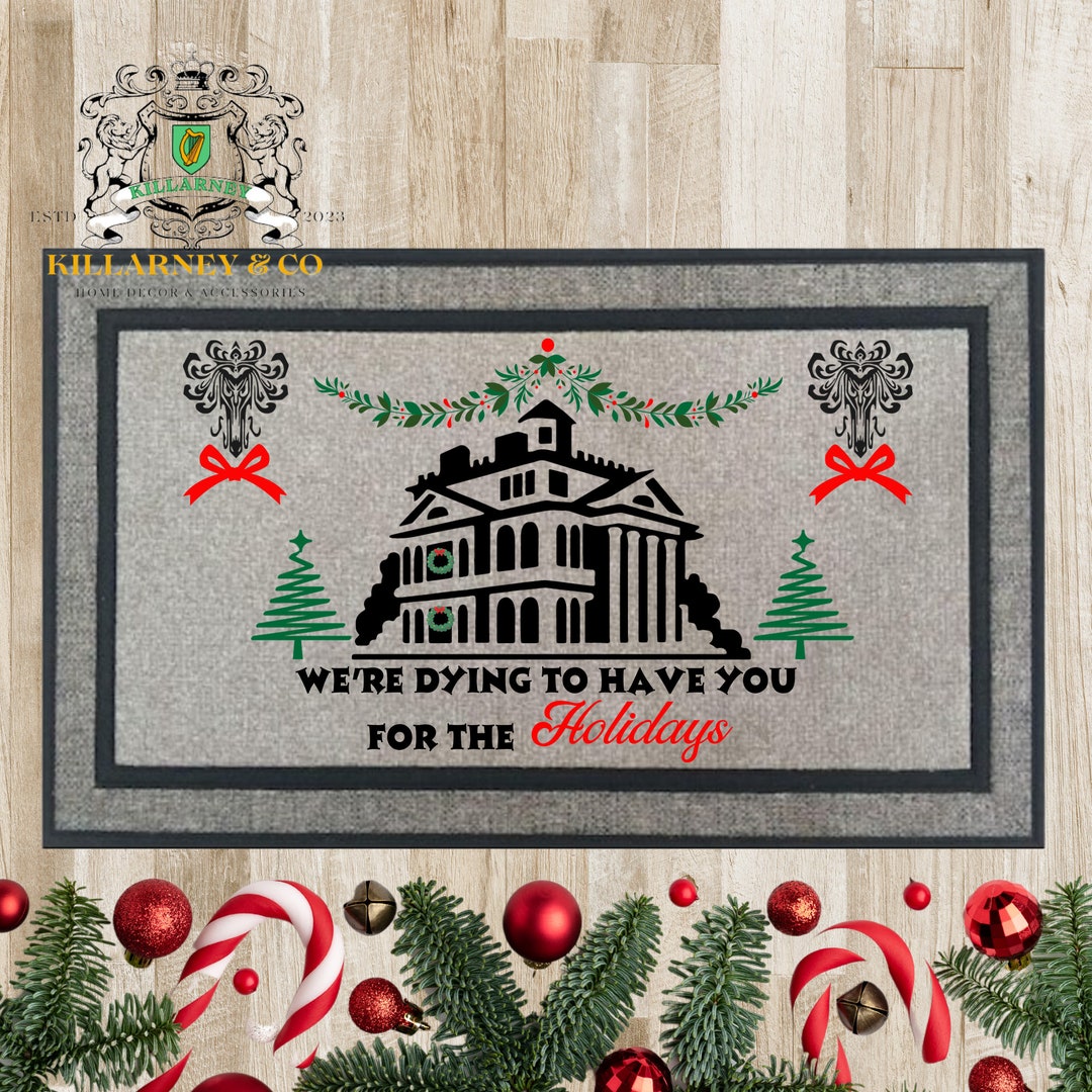 Haunted Mansion Christmas Doormat – Welcome Foolish Mortals Holiday Mat ...