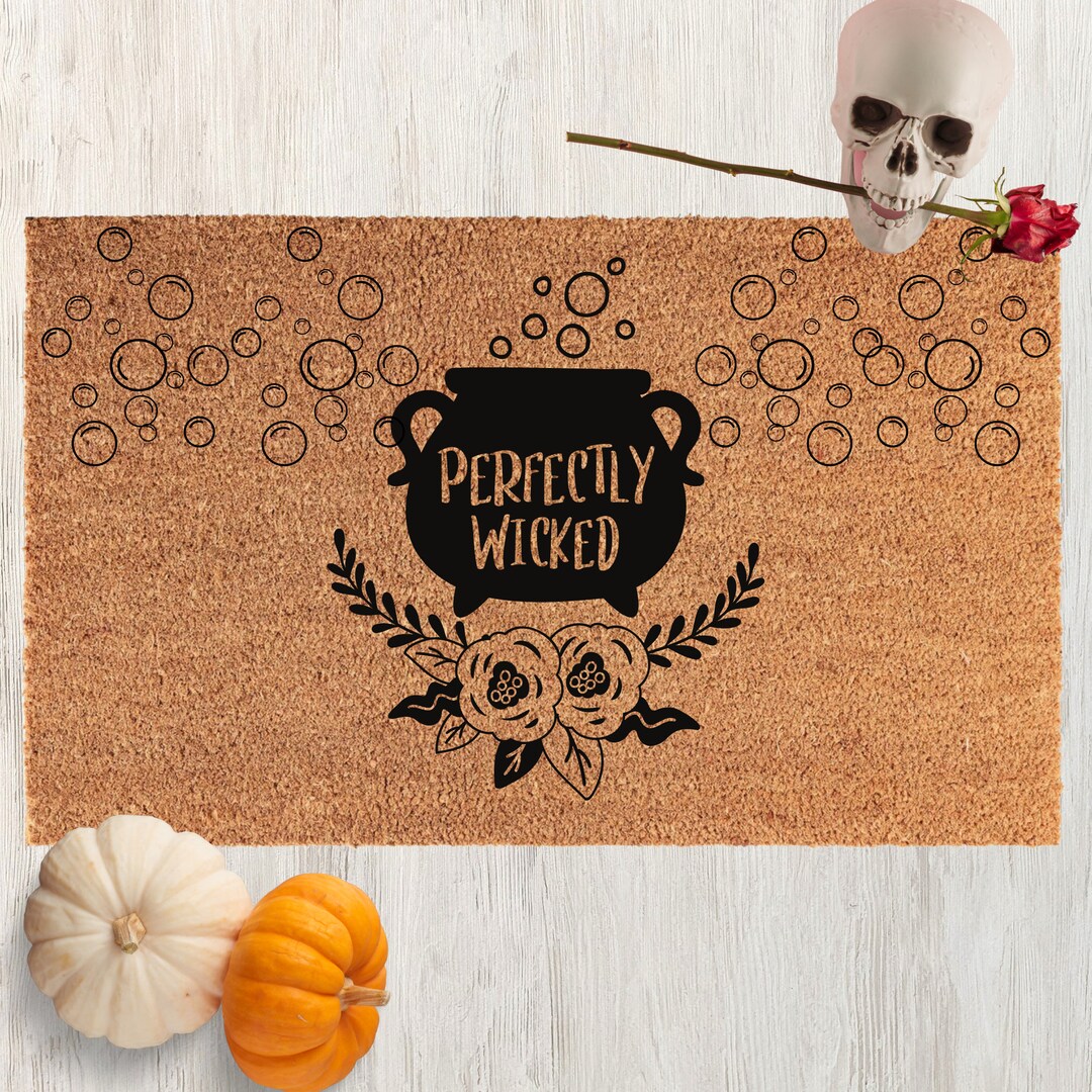 Perfectly Wicked Mat, Witch Halloween Doormat, Halloween Door Mat ...