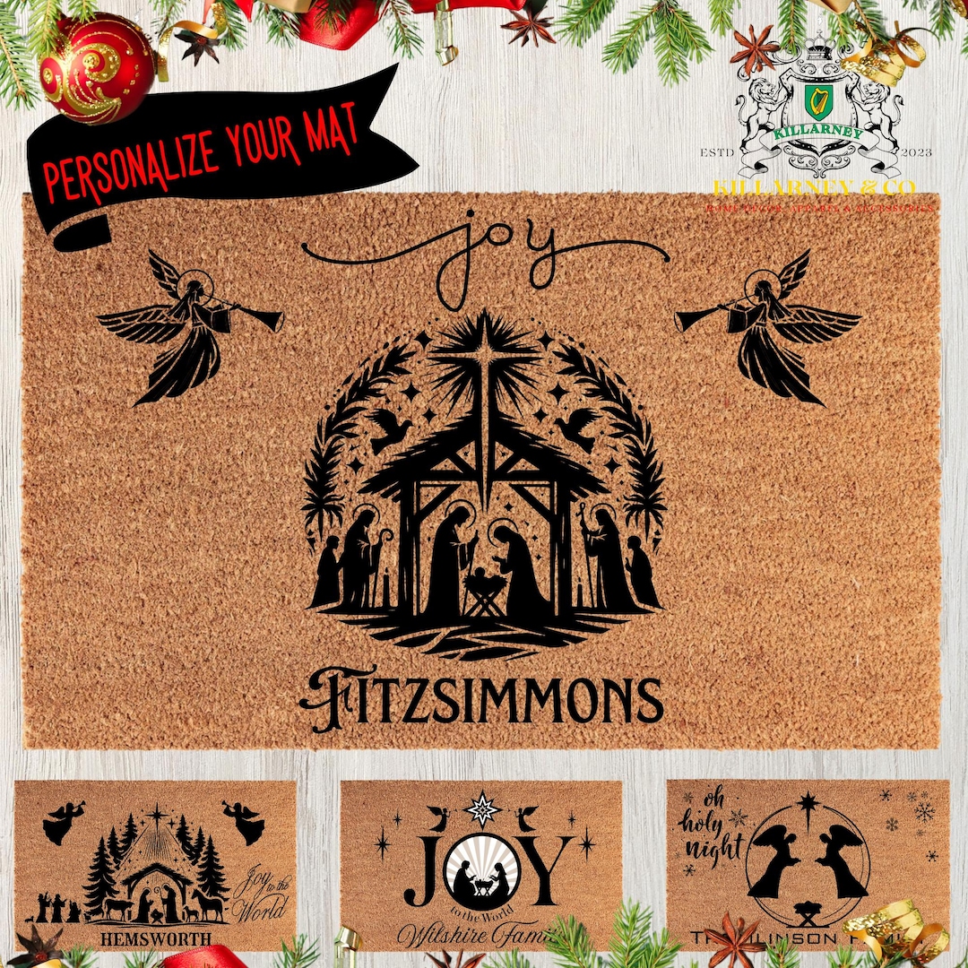 Personalized Christmas Nativity Doormat Holiday Mat Nativity Mat ...