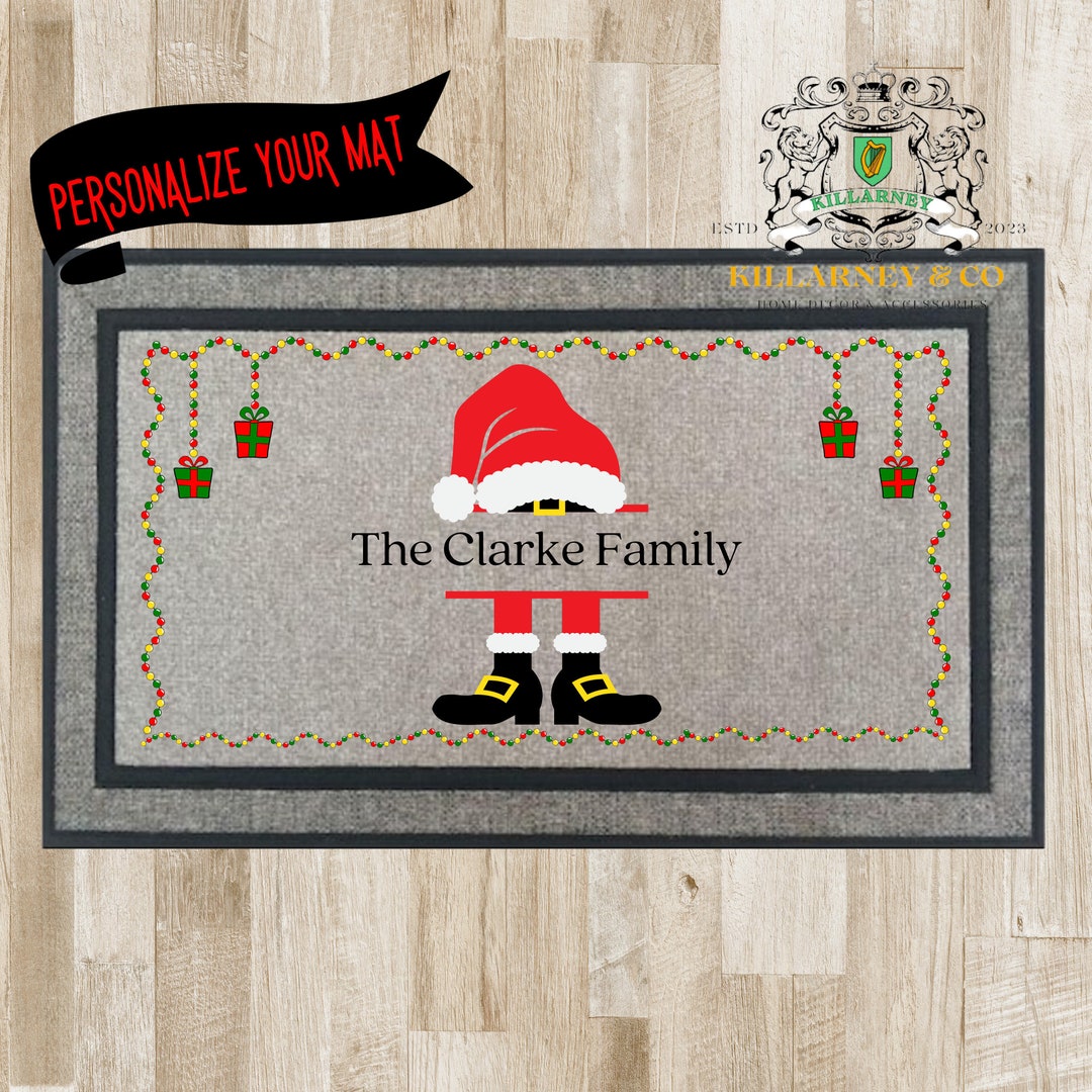 Personalized Santa Elf Mrs Claus Christmas Doormat Holiday Mat ...