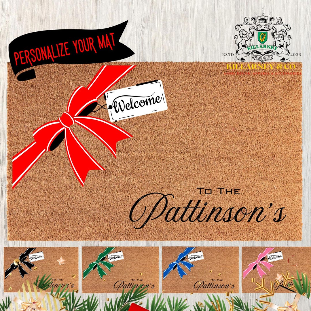 Personalized Bow Doormat – Custom Family Name Welcome Mat - Etsy