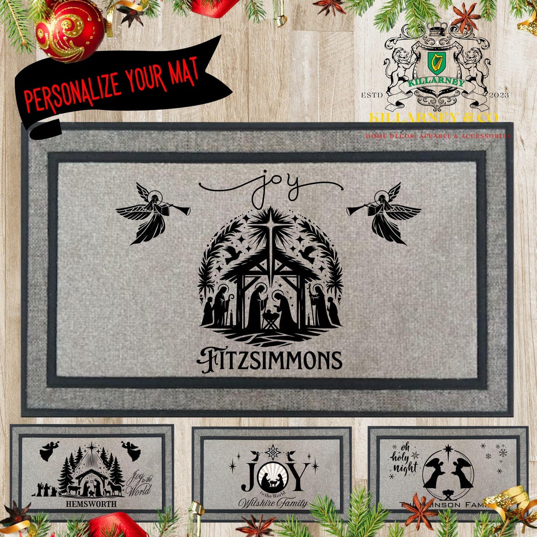 Personalized Nativity Christmas Doormat- Holiday Mat- Nativity Mat ...