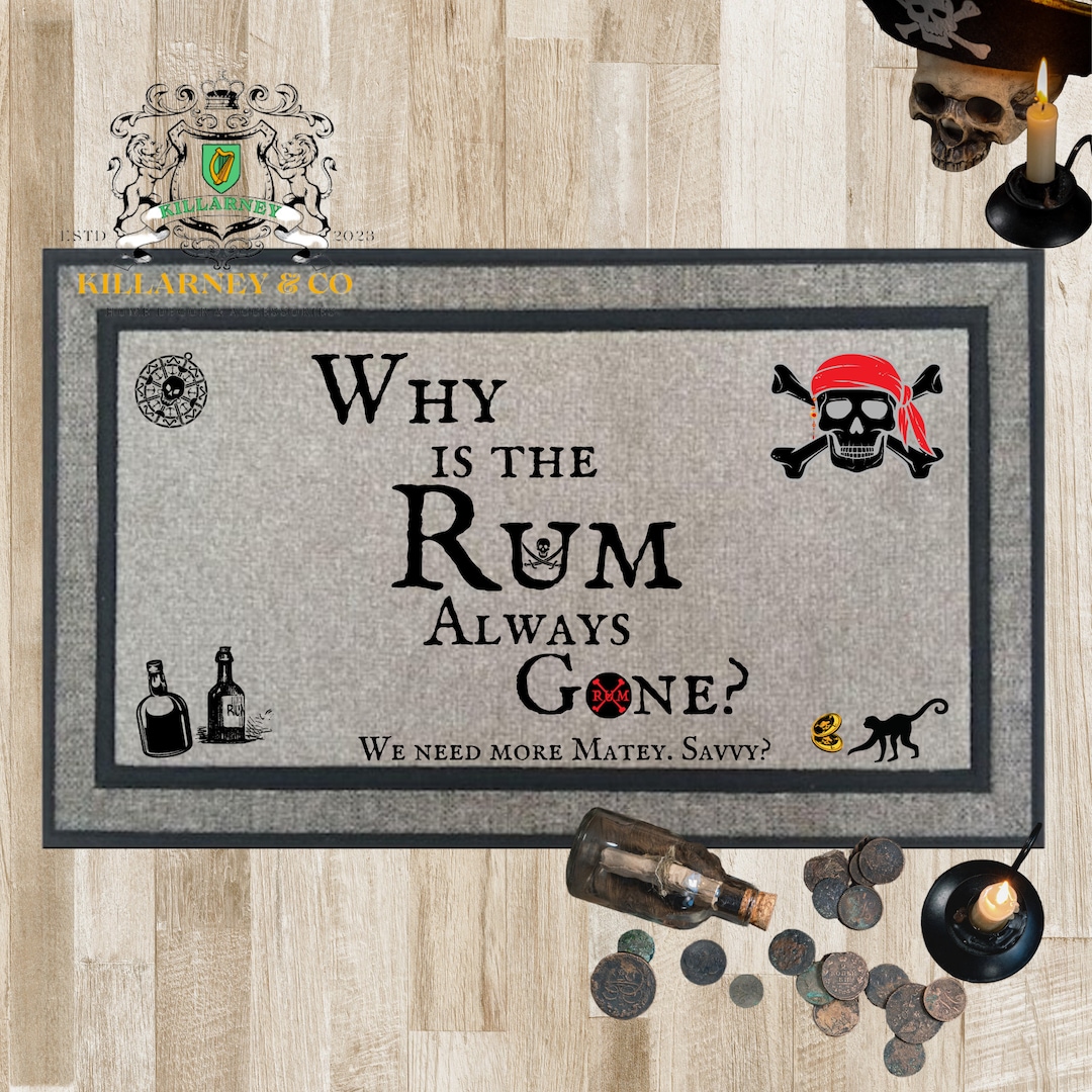 Disney Pirate Doormat, Why is the Rum Always Gone, Pirate Decor, - Etsy