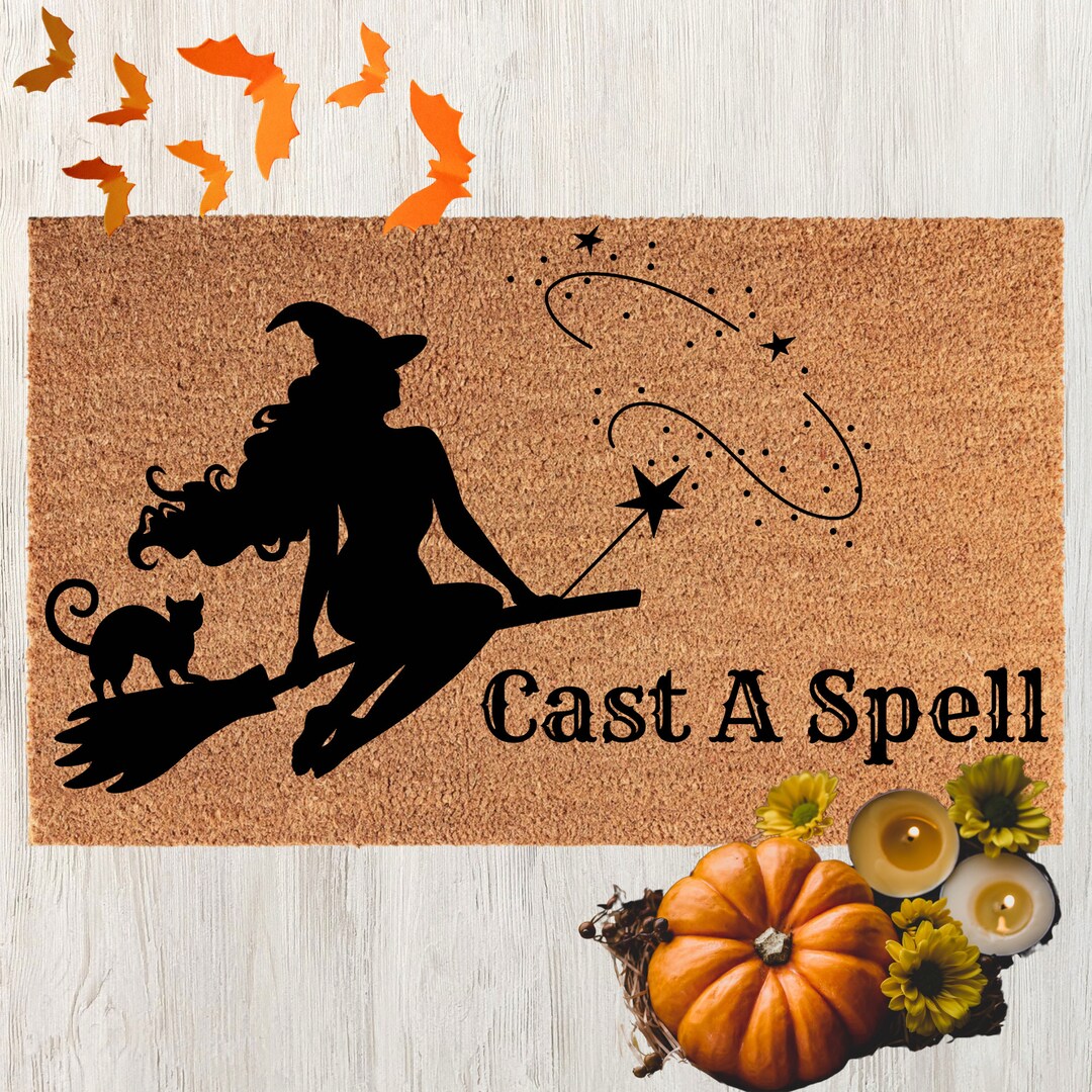Cast A Spell Witch Mat, Halloween Witch Doormat, Halloween Door Mat ...