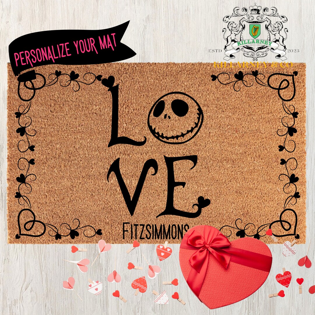 Personalized Valentines Love Jack Skellington Doormat, Nightmare Before ...