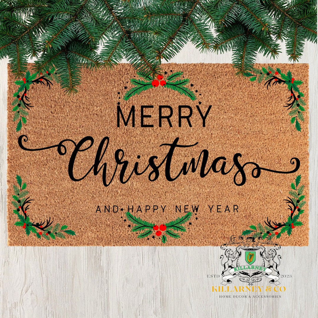 Merry Christmas Doormat Holiday Mat Christmas Door Decor Santa Doormat ...