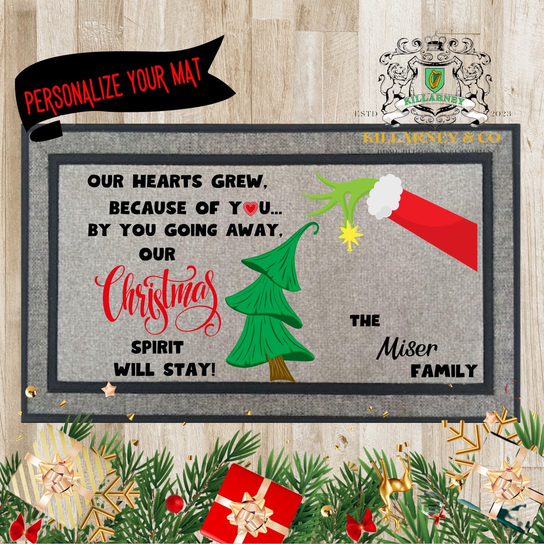 Personalized Christmas Spirit Grinch Inspired Doormat- Funny Mat ...