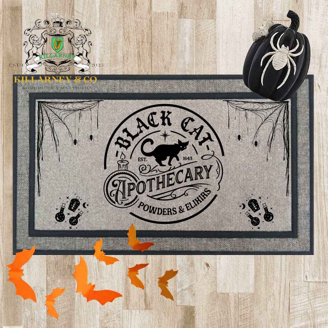 Black Cat Apothecary Witch Mat, Hocus Pocus Mat, Sleepy Hollow Mat ...