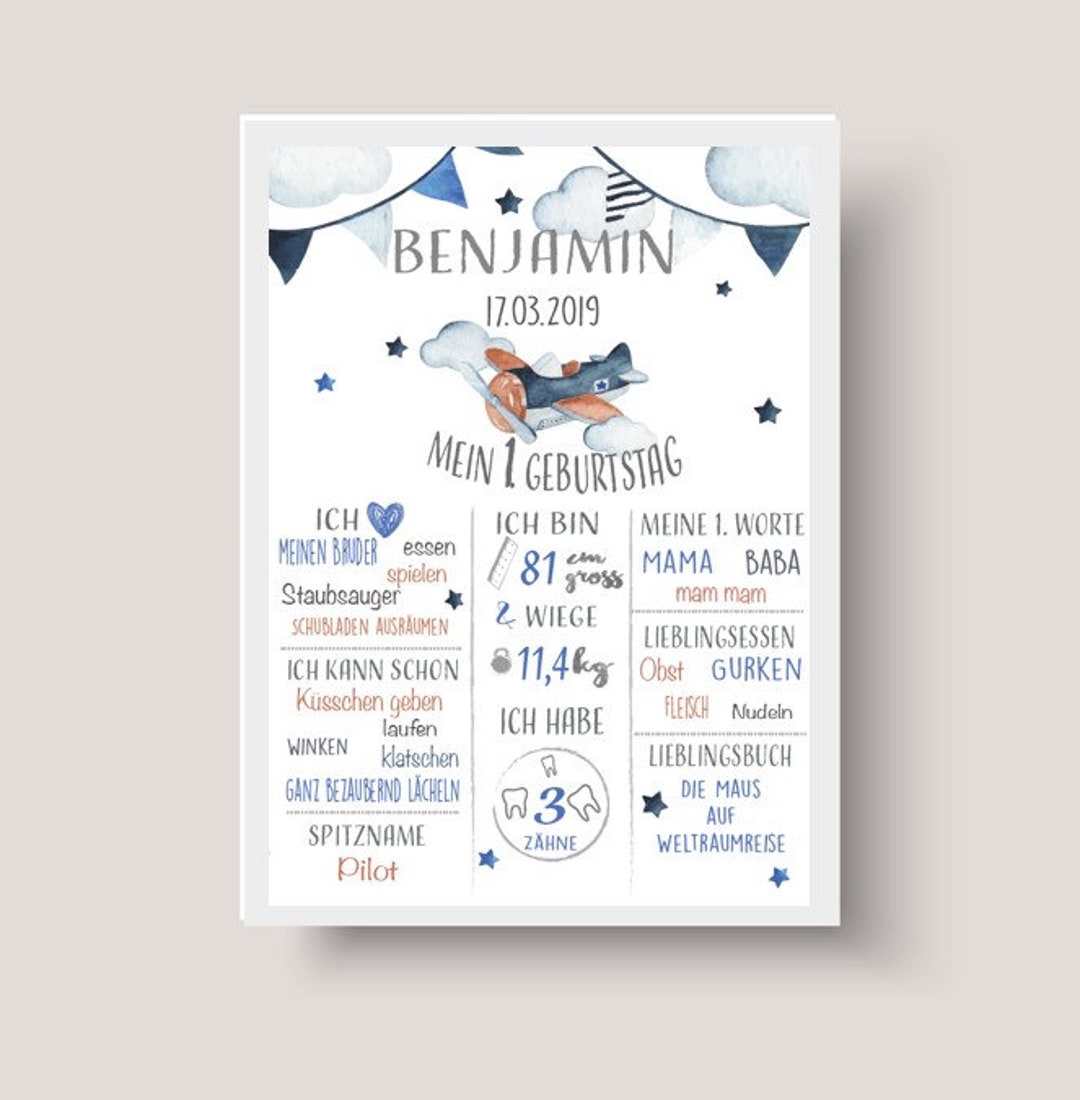 Milestone Board 1st Birthday Chalkboard Birthday Poster Pilot Aviator ...