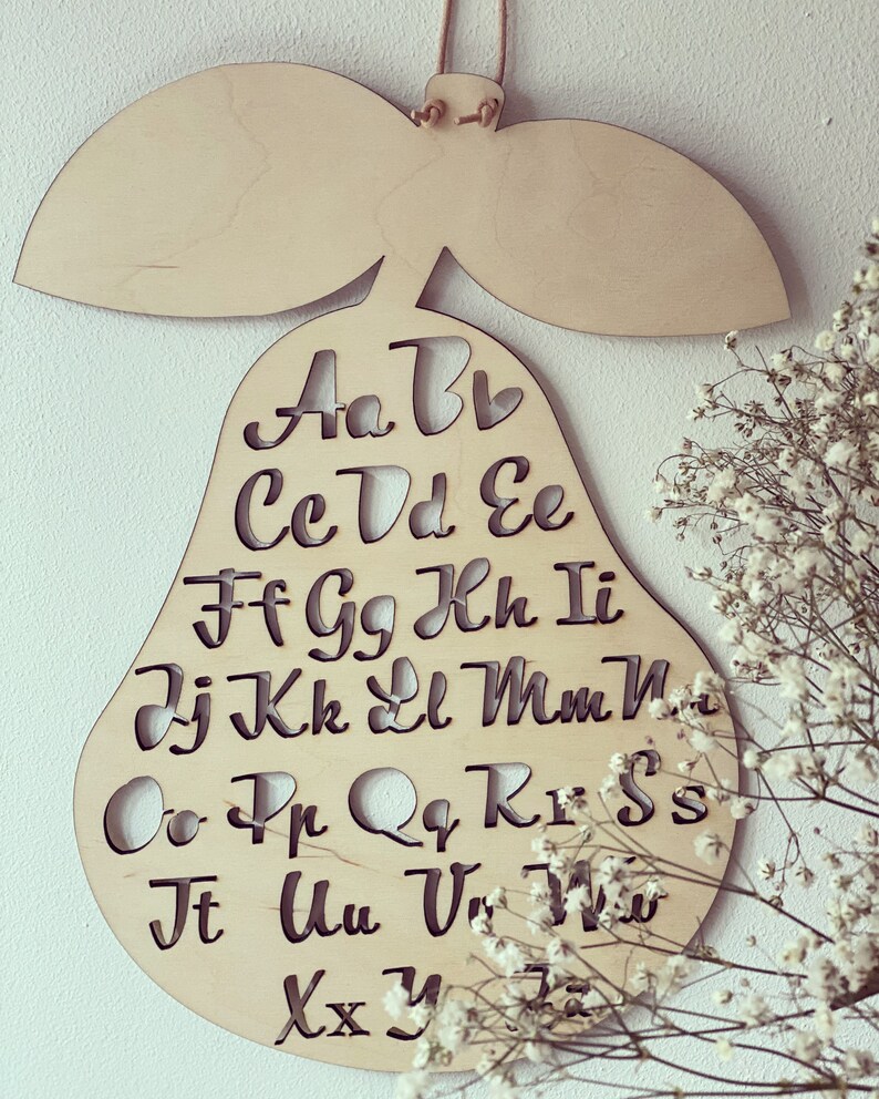 Alphabet Pear Wall Decoration Wood Montessori - Etsy
