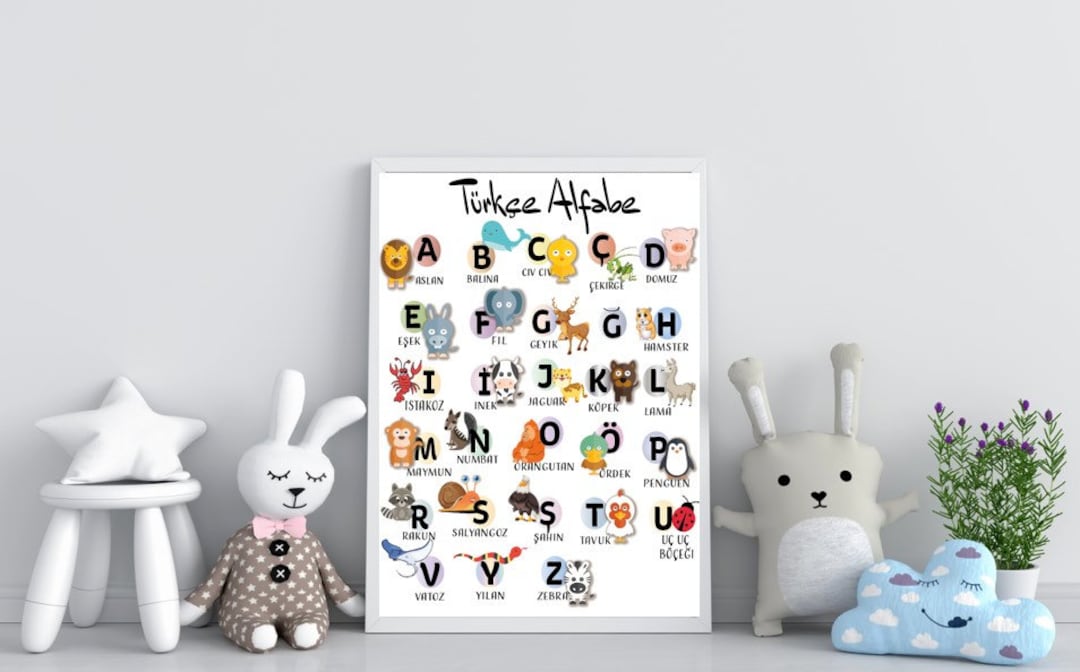 Türkce Alfabe Turkish Alphabet Poster Mural Children's Room - Etsy