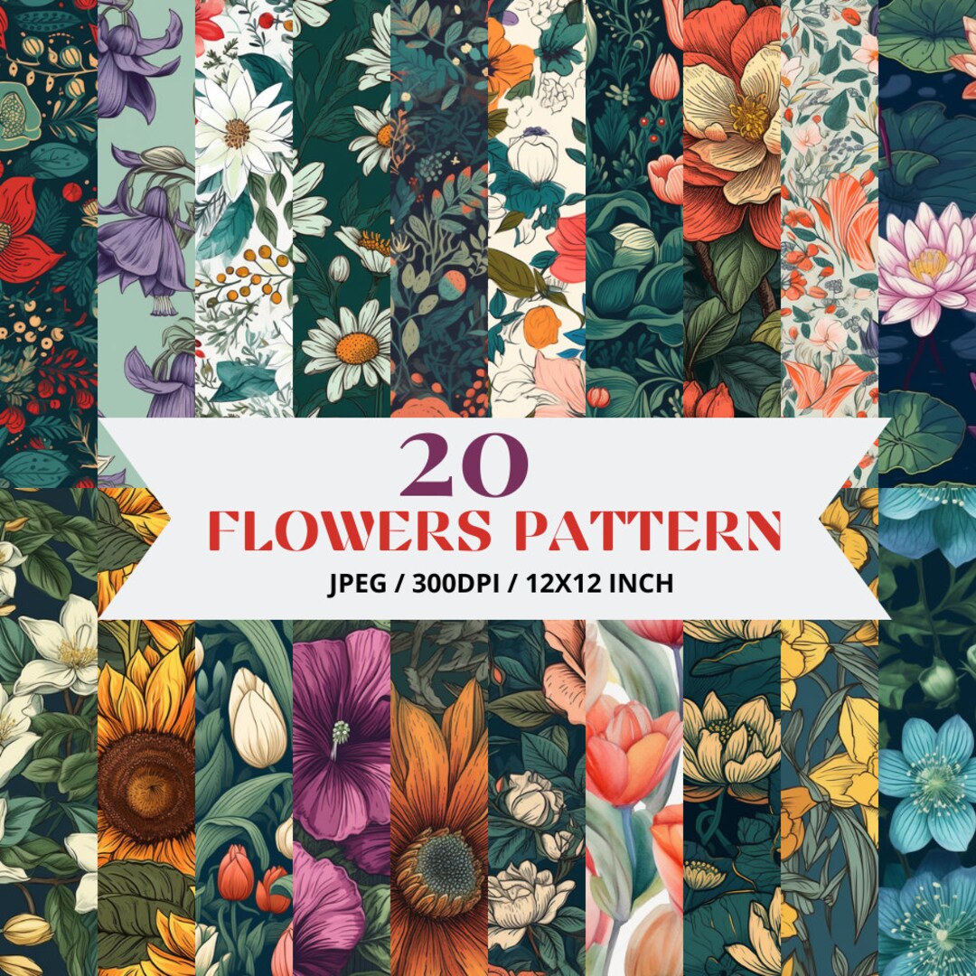 Flowers Digital Paper, Flowers Seamless Pattern, Floral Prints, Flowers ...