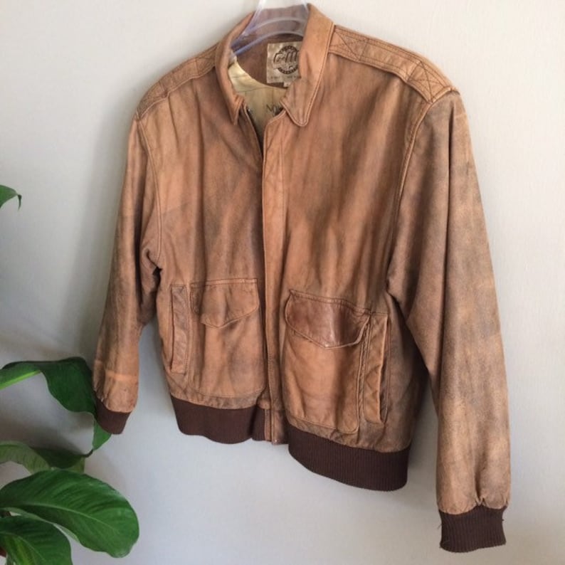 Men's Global Identity Brown Leather G III Bomber Jacket - Etsy