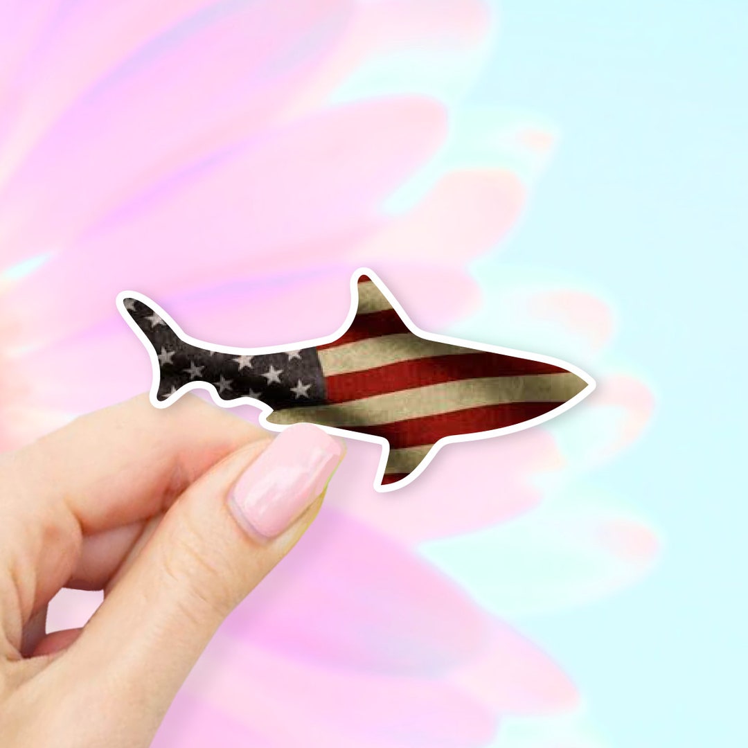 USA Flag Shark Sticker - Patriotic Matte Vinyl Decal - Etsy